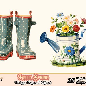 Spring Clipart, Spring Floral Clipart, Vintage Garden, Countryside ...