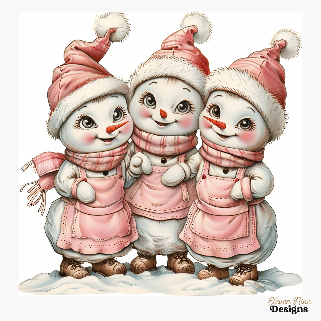 Snowman Baker Christmas Art, Vintage Snowmen Baking Cookies, Kitchen ...