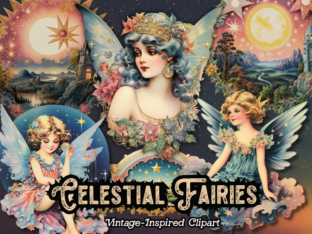 Fairy Clipart, Celestial Fairy PNG, Fantasy Digital Clipart, Rainbow ...