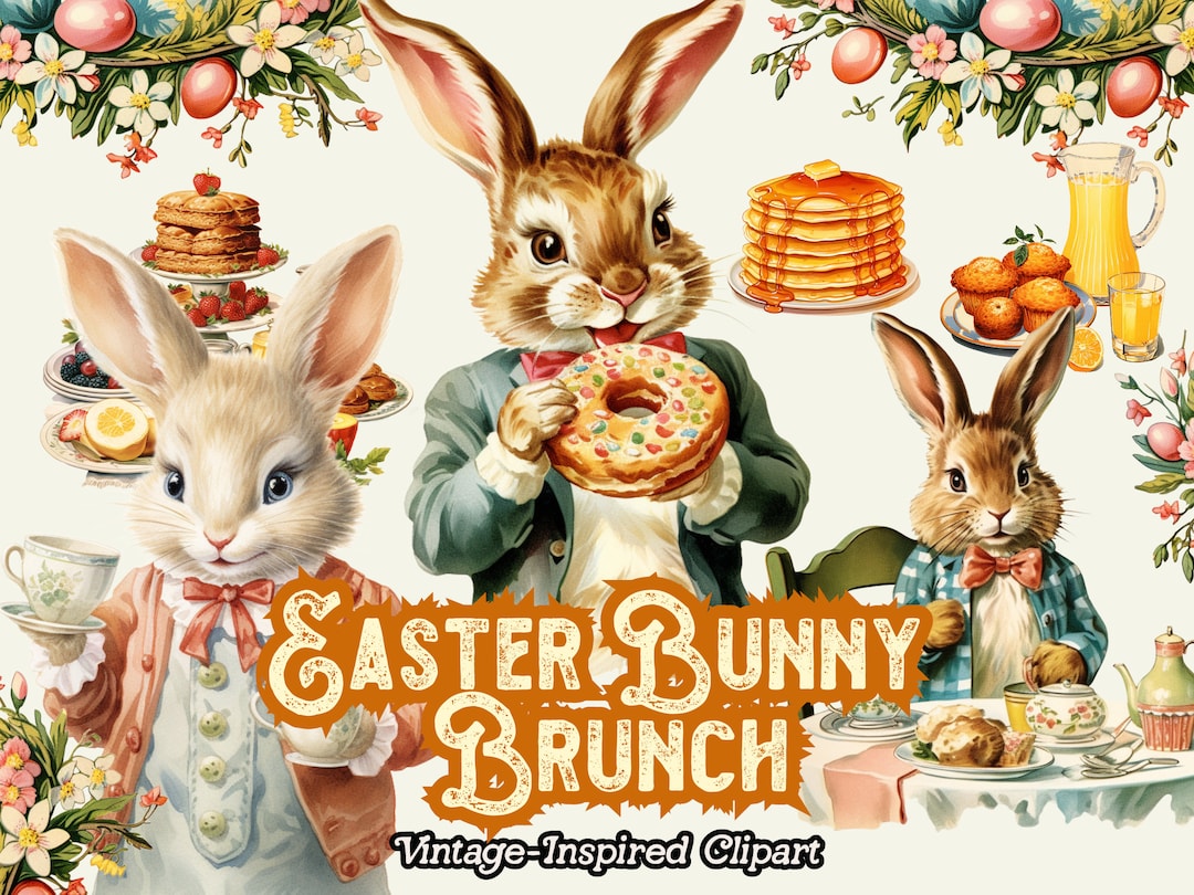 Easter Bunny Clipart, Easter Brunch Clipart, Breakfast Clipart, Easter ...