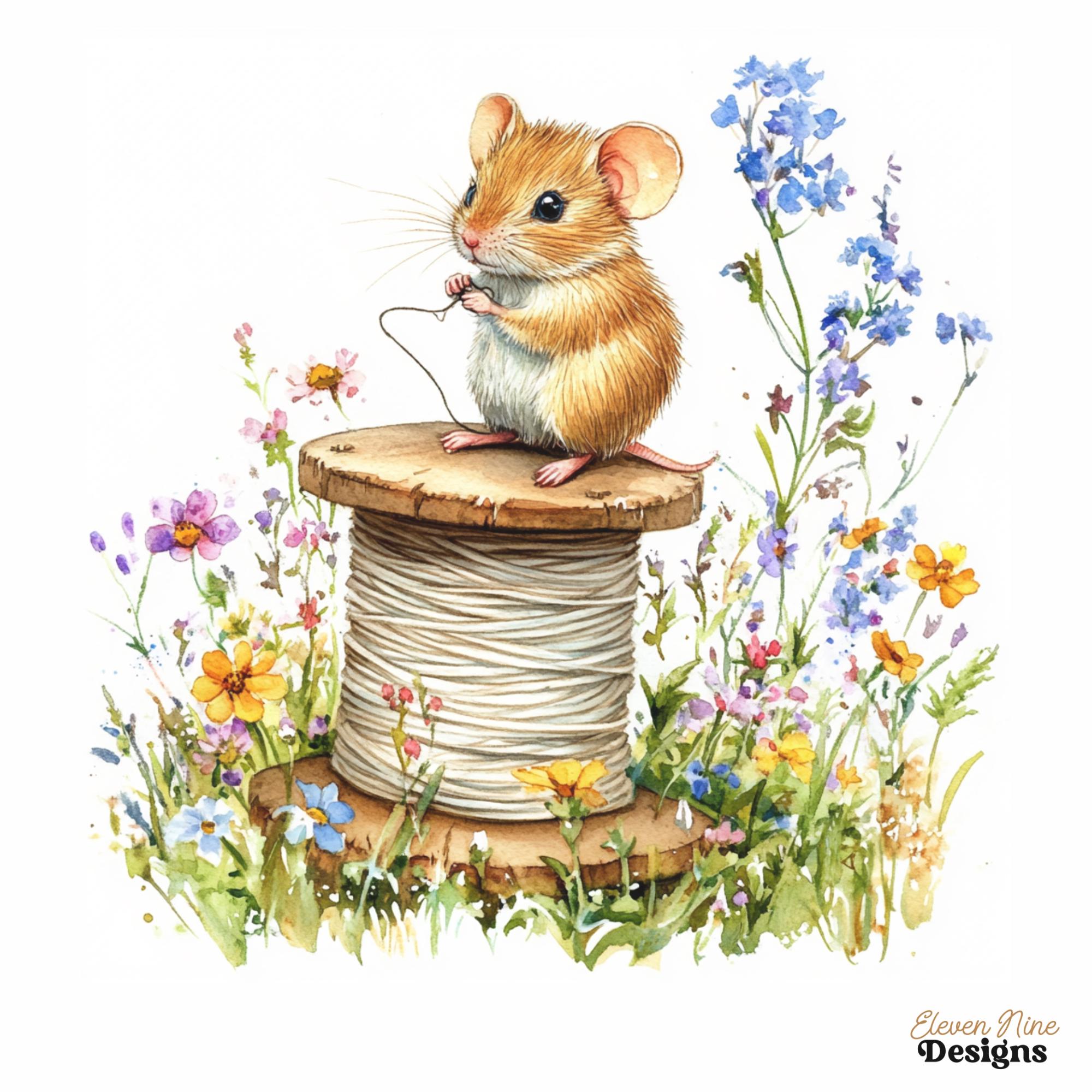 Spring Mice Clipart, Cute Mouse Illustrations, Floral Animal Art ...