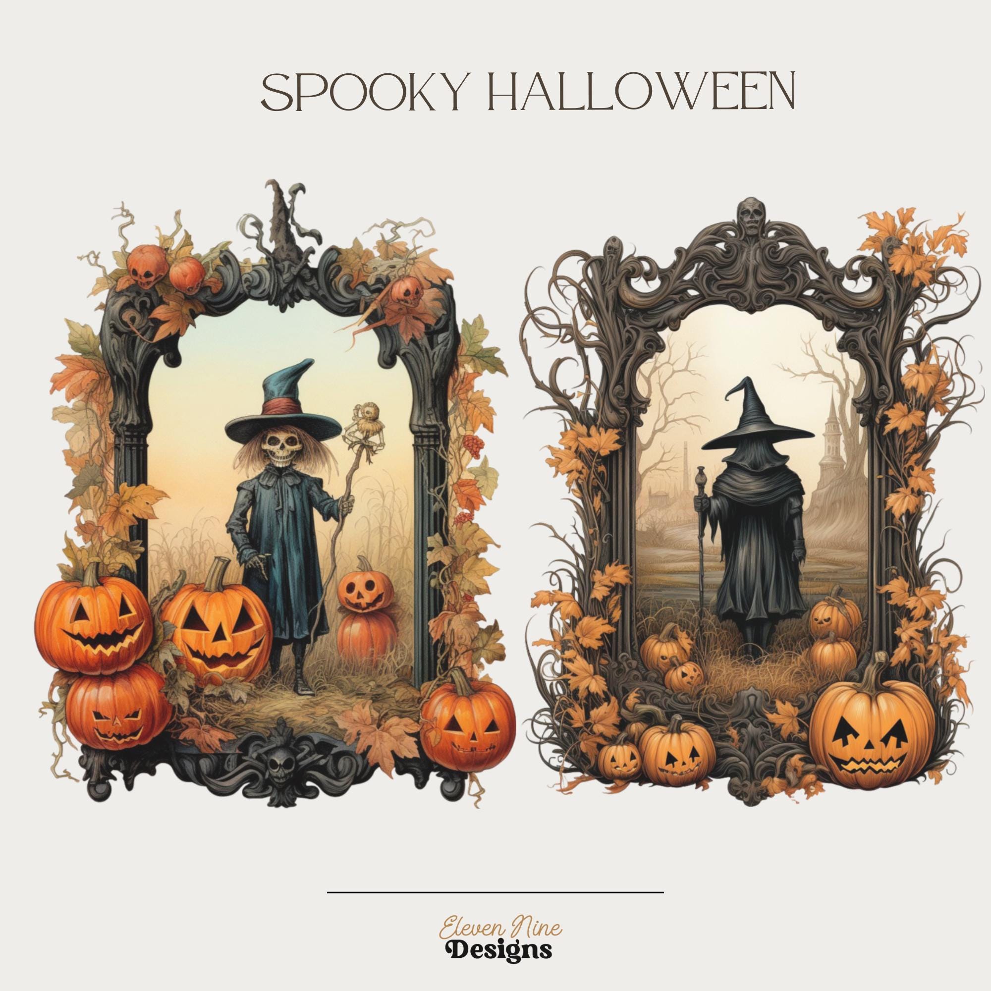 Vintage Halloween Clipart, Spooky Halloween PNG, Horror PNG, Gothic ...