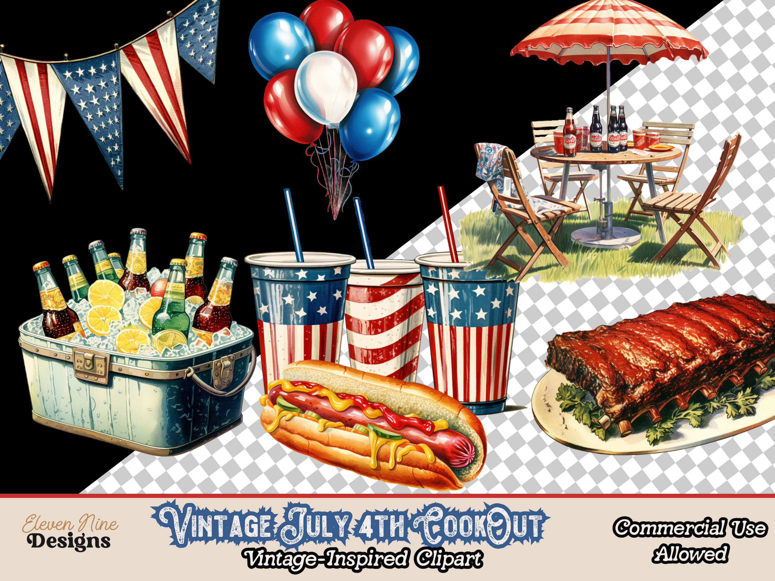 July 4th Clipart PNG, Fourth of July BBQ Cook Out Grill Clipart, Summer ...