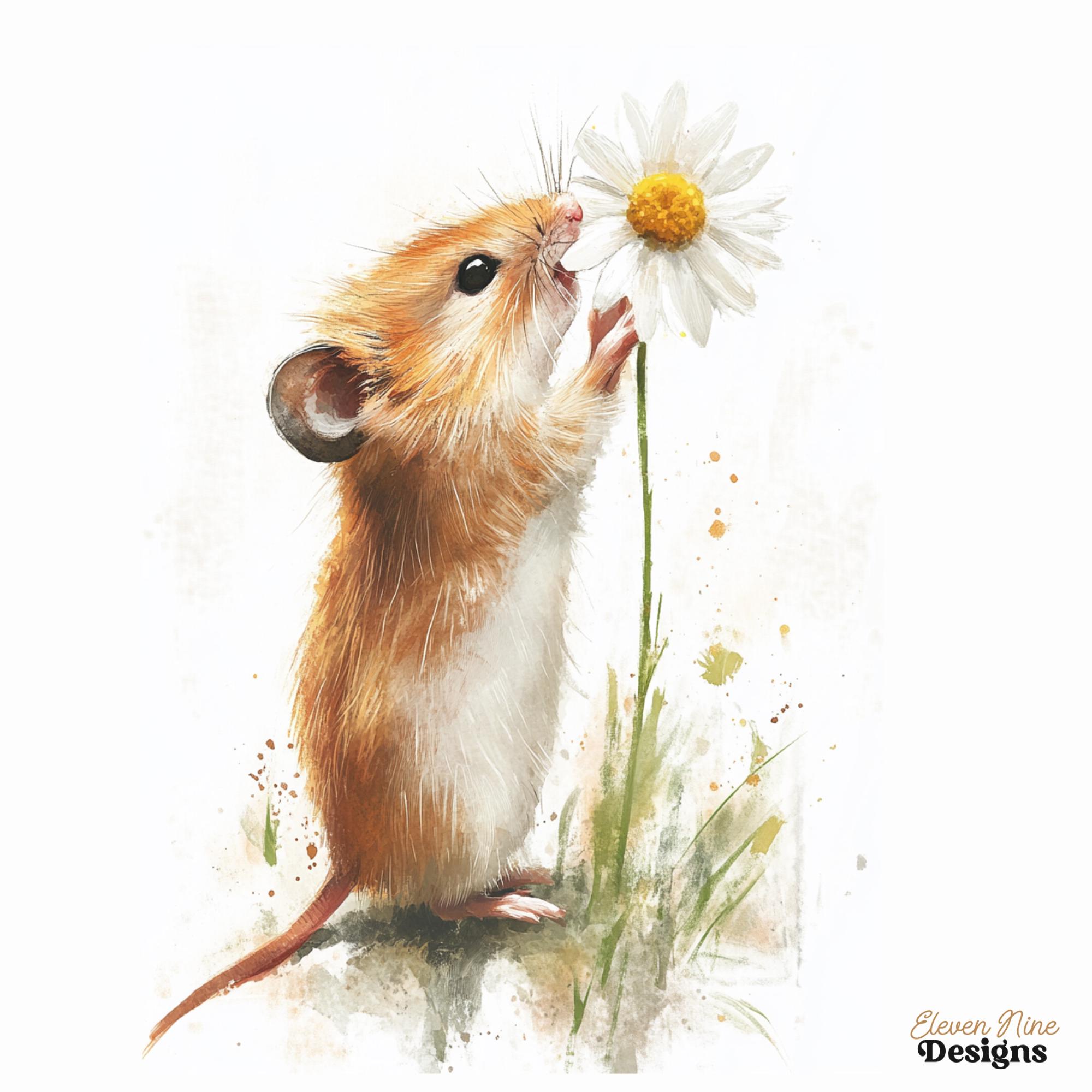 Spring Mice Clipart, Cute Mouse Illustrations, Floral Animal Art ...