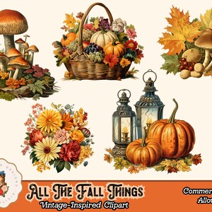 Vintage Fall Clipart, Autumn PNG, Commercial Use for Scrapbooking ...