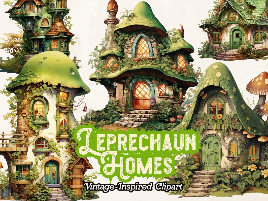 Leprechaun House Clipart, St. Patrick's Day PNG, Irish Clipart, Vintage ...
