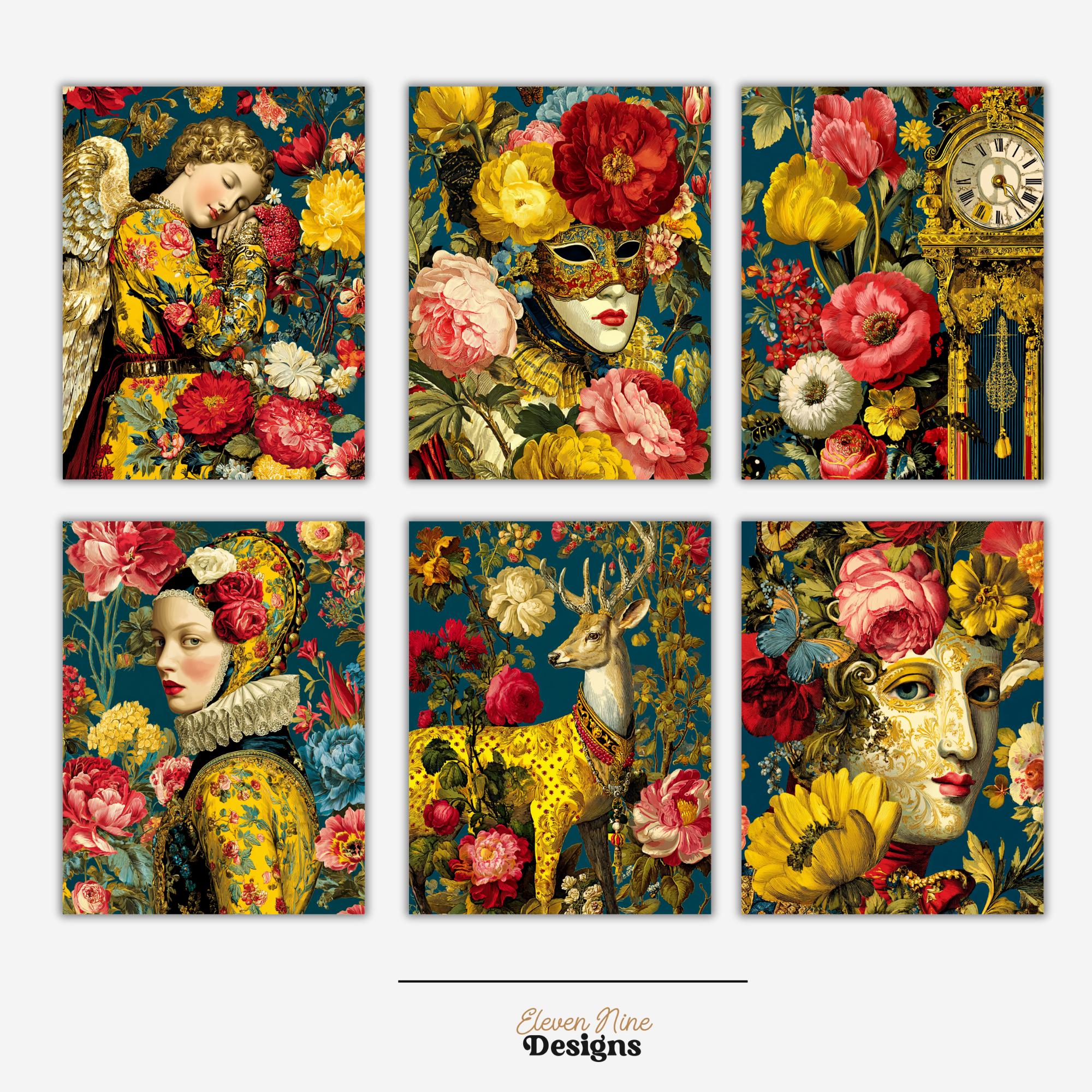 Baroque Floral Digital Paper, Vintage Rococo Backgrounds, Ornate ...