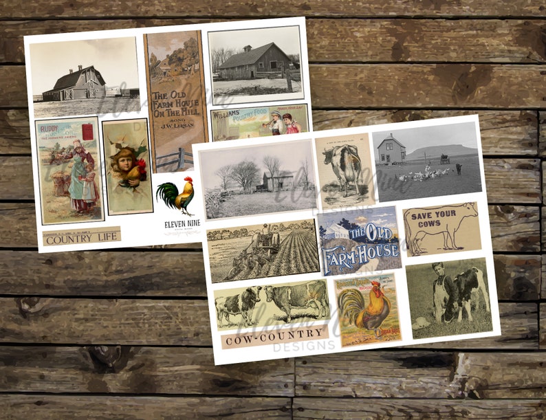 Digital Collage Sheet Farm Vintage Farm Ephemera Farm - Etsy