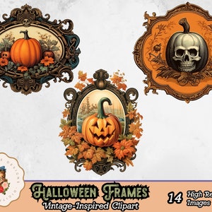Halloween Ornate Frames Clipart, Spooky Vintage Halloween PNG, Gothic ...