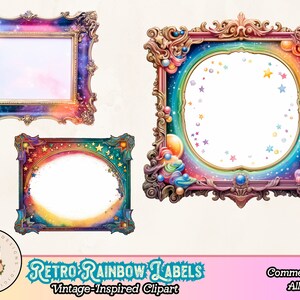 Rainbow Labels Frame Clipart, Rainbow PNG, Blank Gift Tags, Rainbow ...