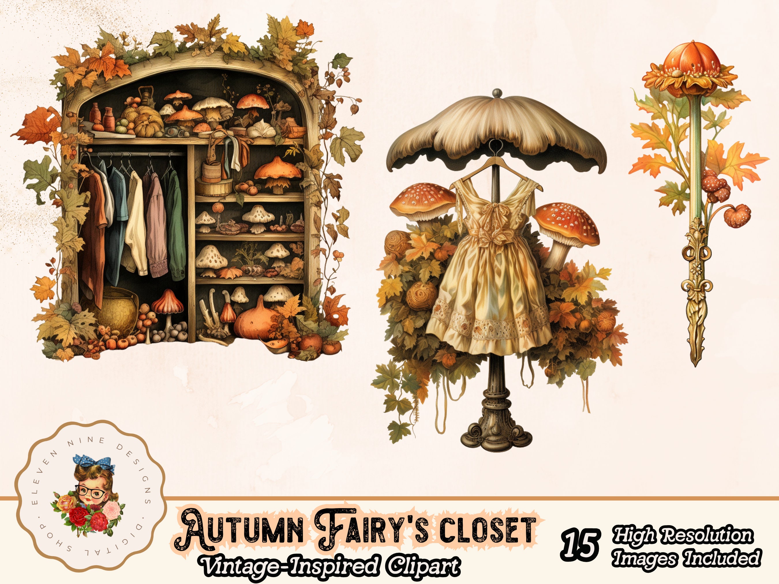Fairy Clipart PNG, Closet Clipart, Fantasy Autumn Fall Clipart, Magical ...