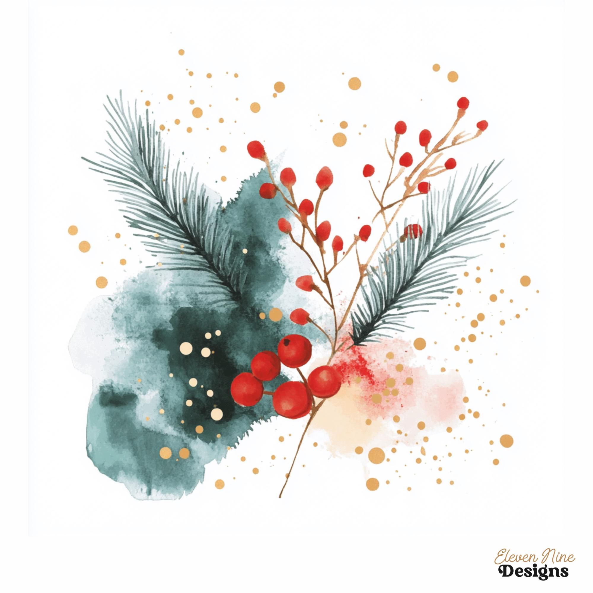 Abstract Christmas Clipart, Red Green Gold Holiday JPG, Modern Festive ...
