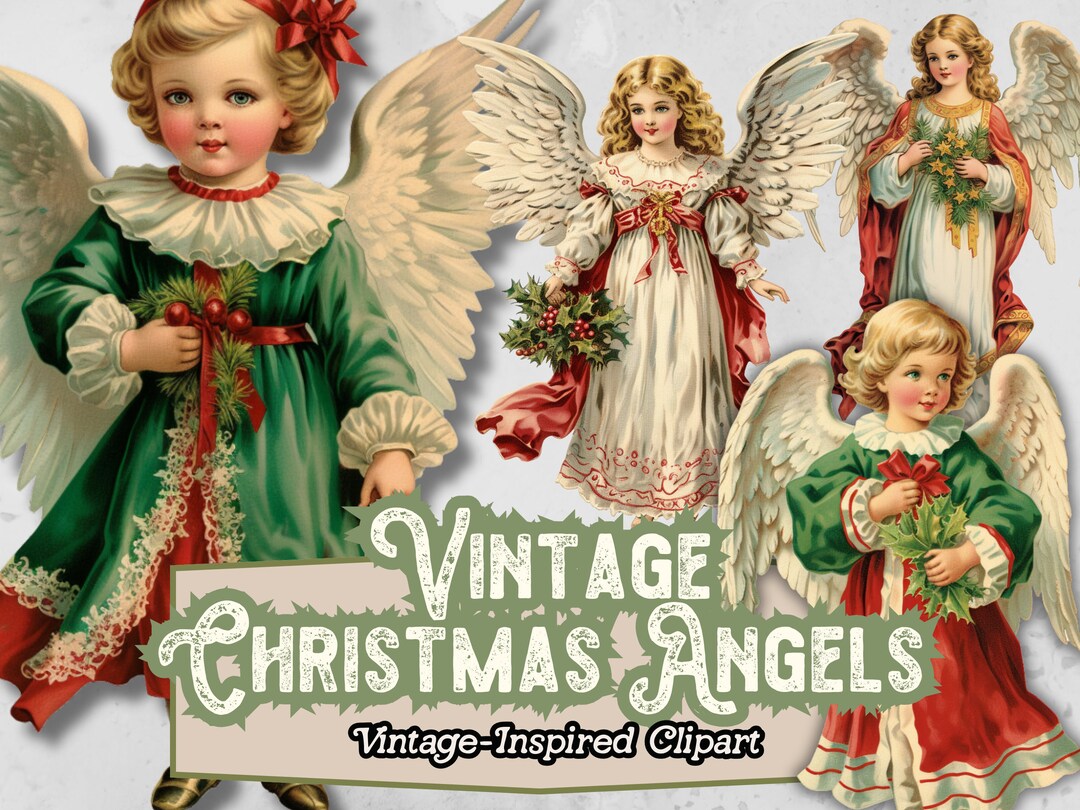 Christmas Angel Clipart, Christmas Angel PNG, Vintage Angel Digital ...