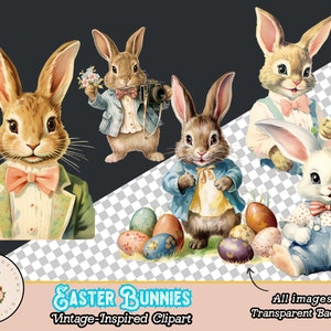 Easter Bunny PNG, Cute Easter Clipart, Easter Digital Download, Spring ...