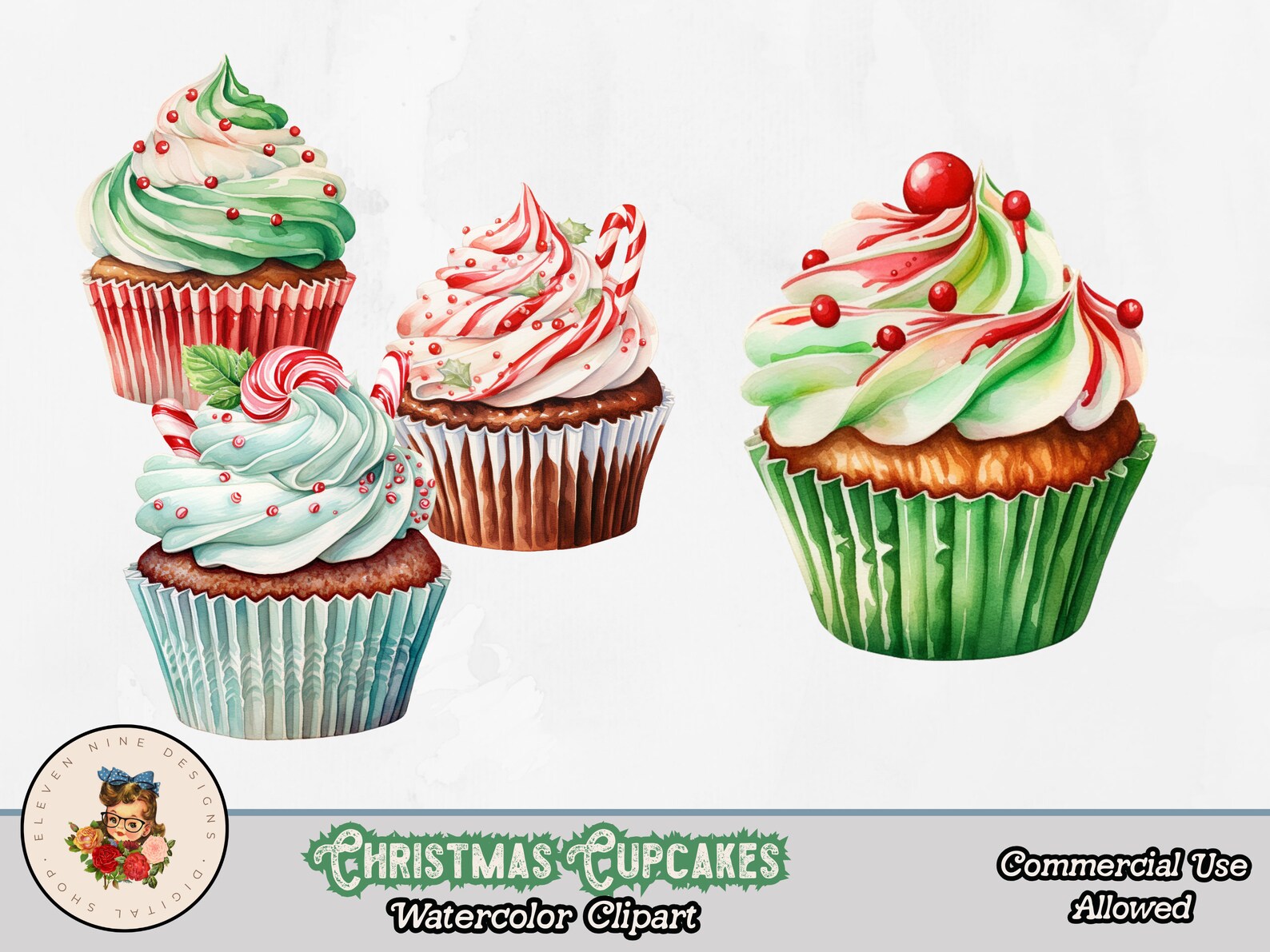 Watercolor Christmas Cupcakes Clipart PNG, Christmas Baking Clipart ...