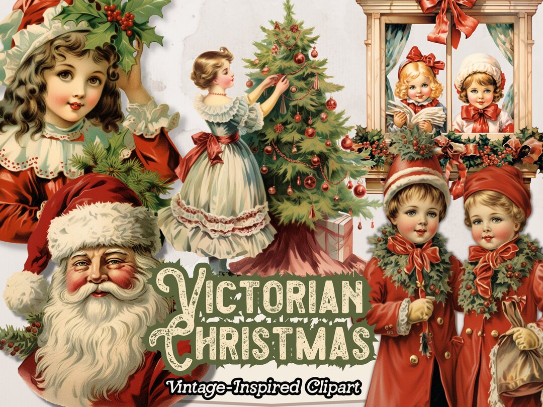 Vintage Victorian Christmas Clipart PNG, Victorian Clipart, Vintage ...