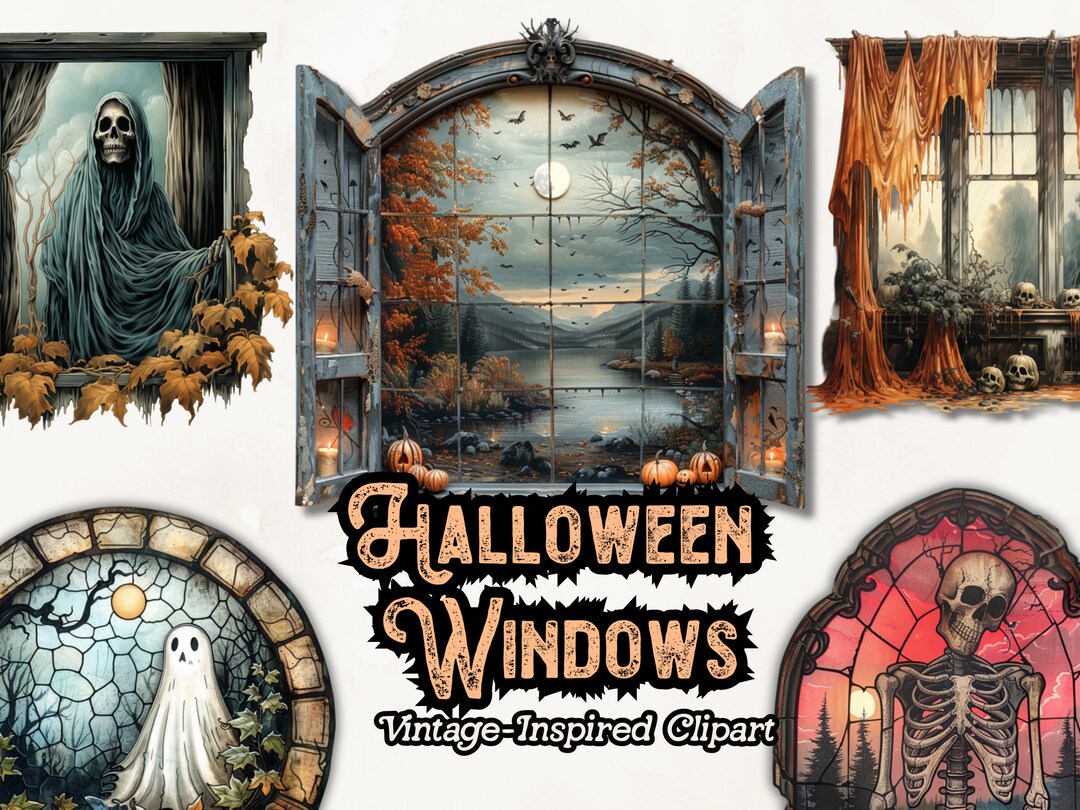Halloween Windows PNG, Spooky Magical Fantasy Clipart, Digital ...