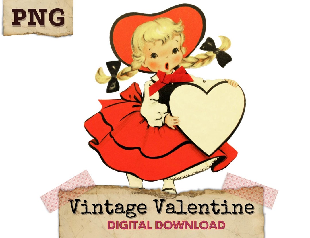 Vintage Valentines Clipart, Retro Valentines, Retro Clipart, Valentine ...
