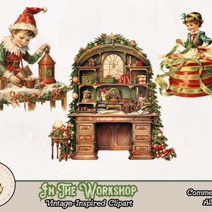Christmas Elf Clipart PNG, Vintage Christmas Clipart, Elf Design, Elves ...