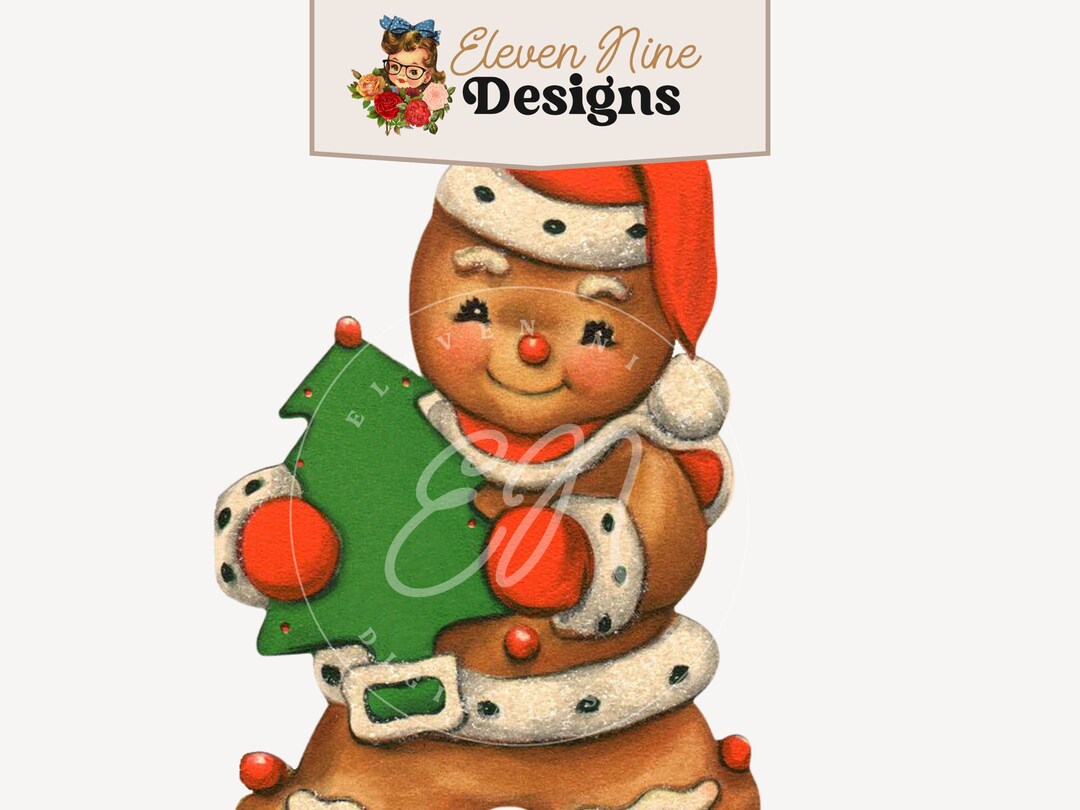 Gingerbread PNG, Gingerbread Man Clipart, Vintage Retro Christmas ...