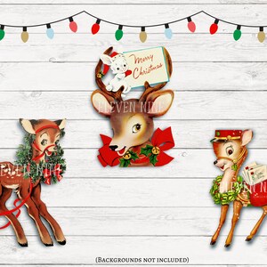 Reindeer Clipart, Christmas Clipart, Retro Vintage Christmas, Deer ...