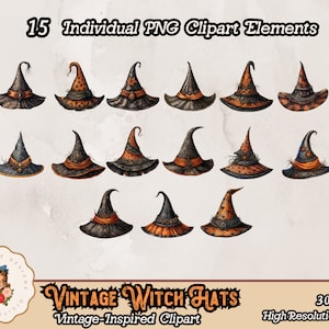 Witch Hat Clipart, Halloween Witch PNG, Commercial Use for Scrapbooking ...