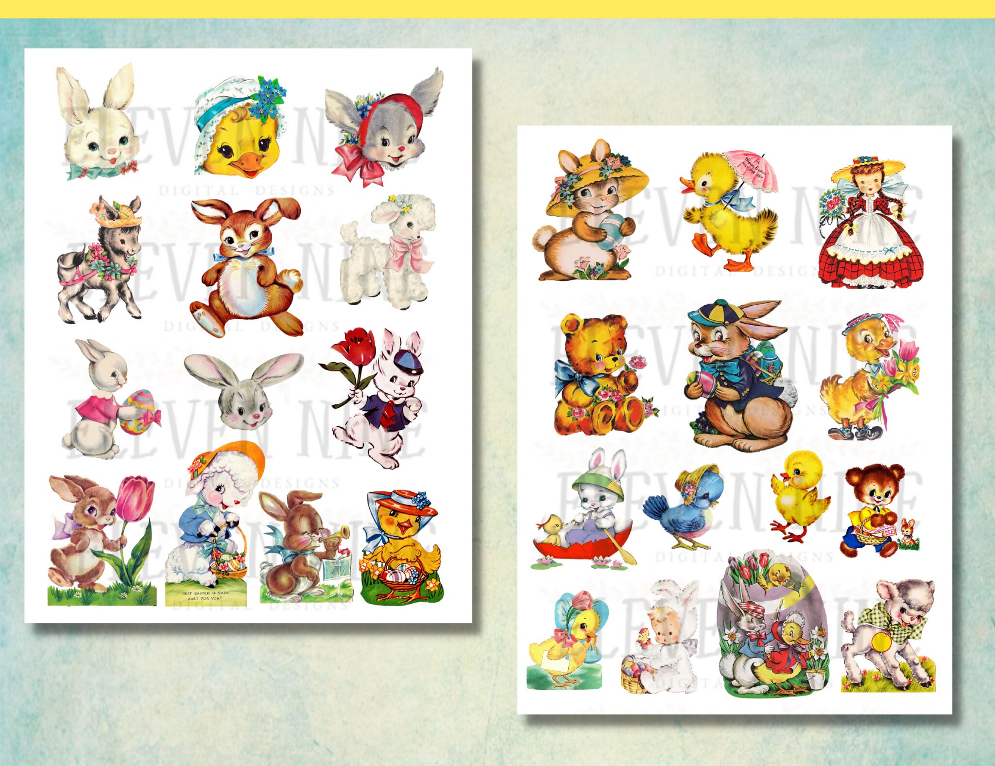 Easter Digital Collage Sheets Easter Ephemera Printables - Etsy