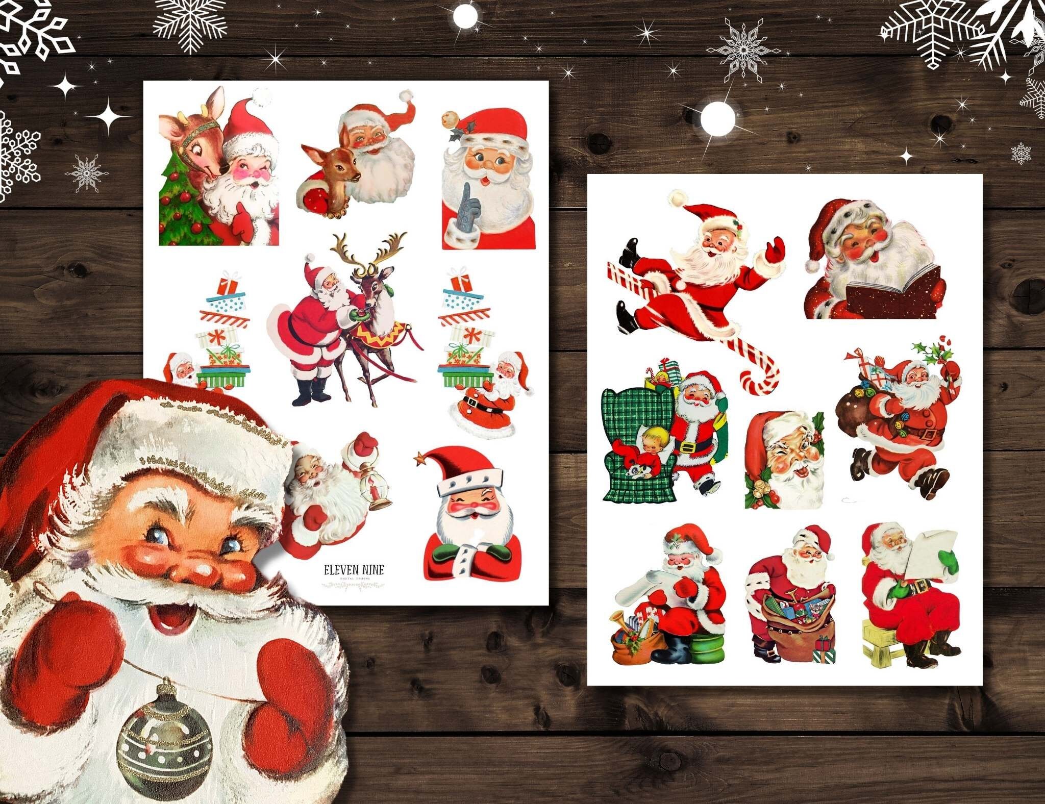 Christmas Digital Collage Sheets, Printable Vintage Christmas Santa ...