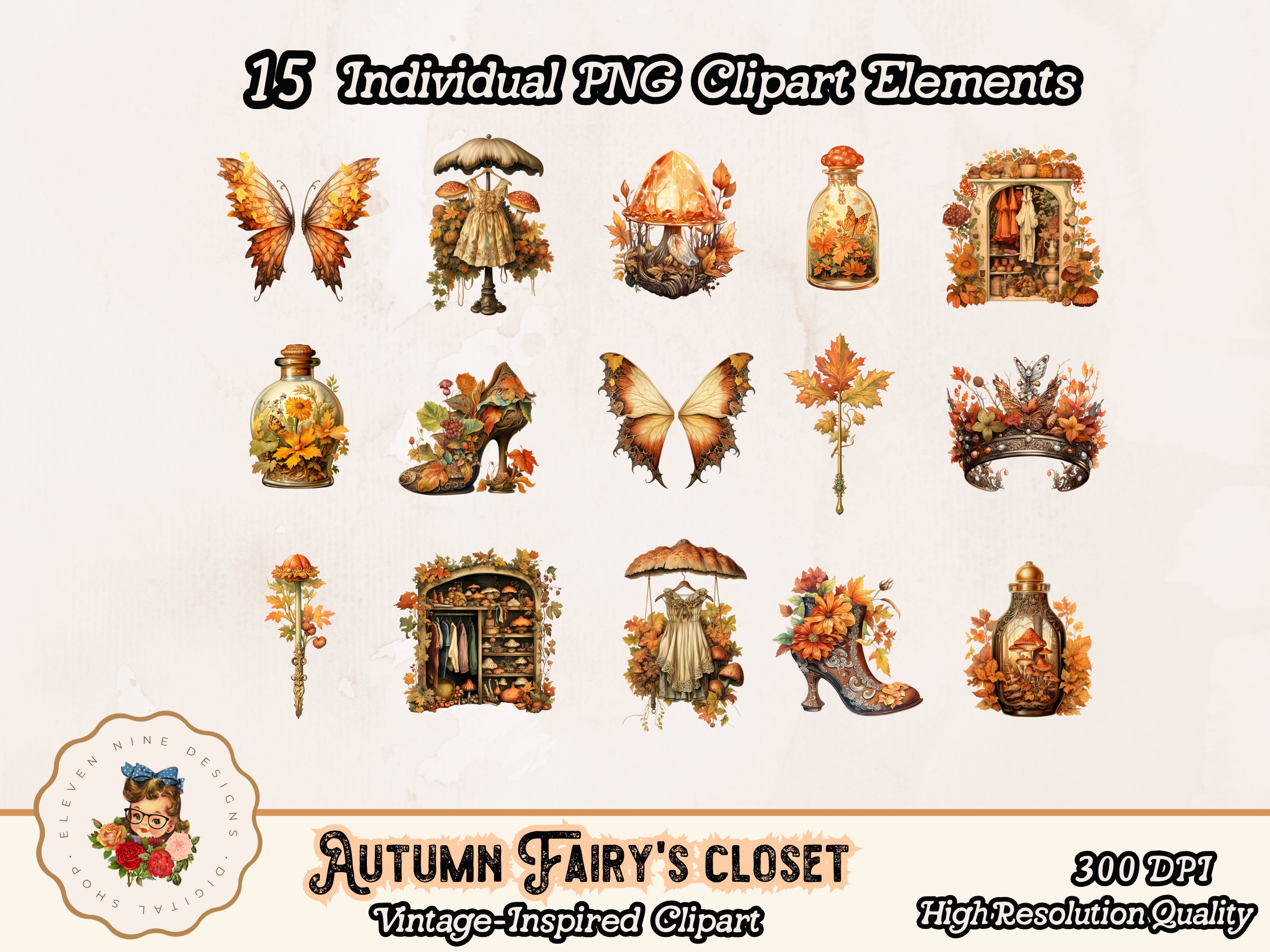 Fairy Clipart PNG, Closet Clipart, Fantasy Autumn Fall Clipart, Magical ...