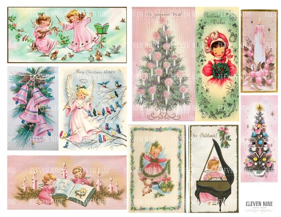 Pink Christmas Digital Download Christmas Printable Vintage - Etsy