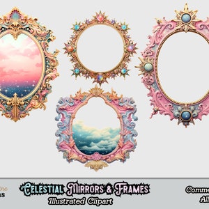 Celestial Clipart, Fantasy Frames PNG, Galaxy Digital Clipart, Sun and ...