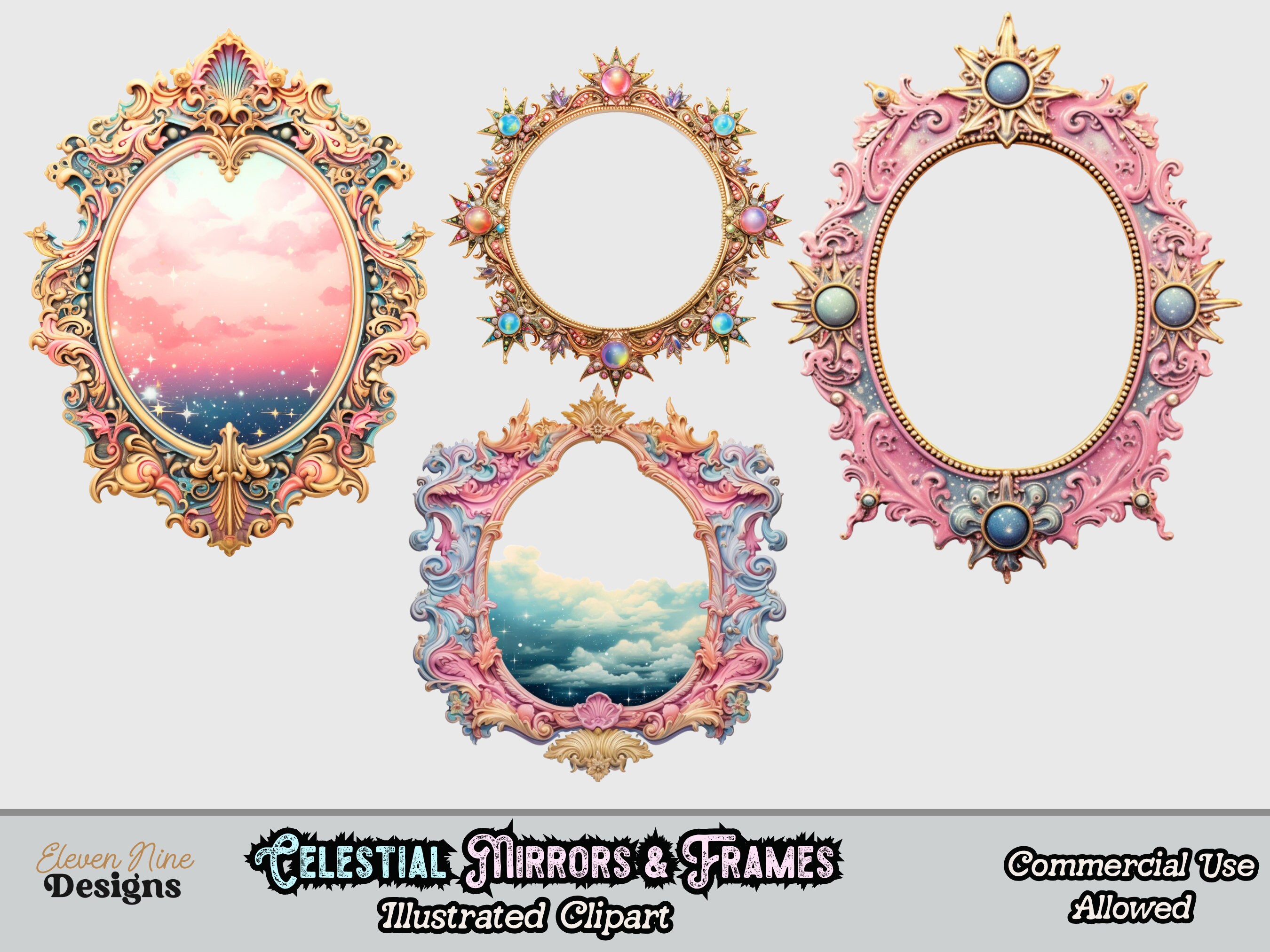 Celestial Clipart, Fantasy Frames PNG, Galaxy Digital Clipart, Sun and ...