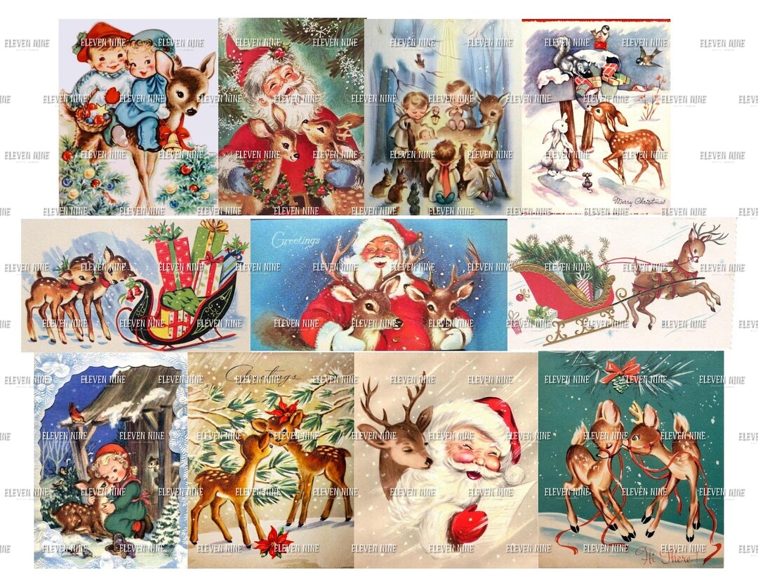 Christmas Digital Download, Reindeer Christmas Printable, Vintage ...