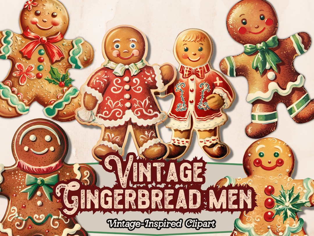 Gingerbread Clipart PNG, Vintage Christmas Gingerbread Man, Gingerbread ...