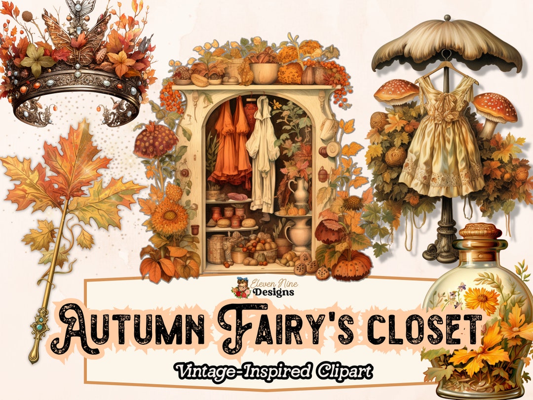 Fairy Clipart PNG, Closet Clipart, Fantasy Autumn Fall Clipart, Magical ...