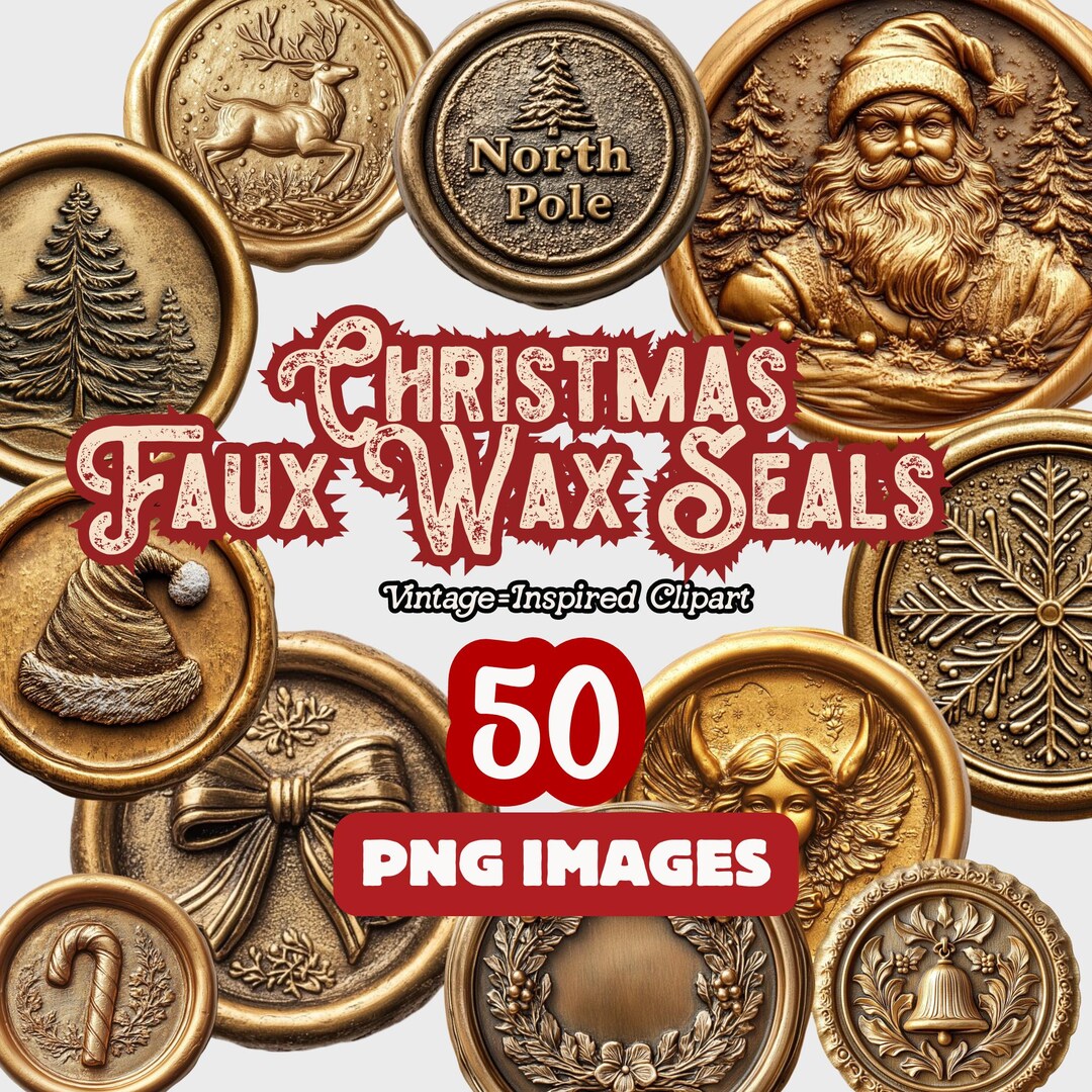 Christmas Wax Seal Clipart, Holiday Envelope Sealing Clip Art, for Xmas ...