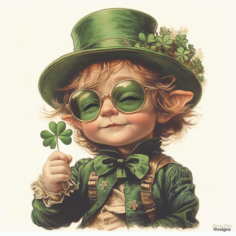 St Patricks Day Leprechaun Clipart, Cute Green Shamrock Elf, Irish Baby ...