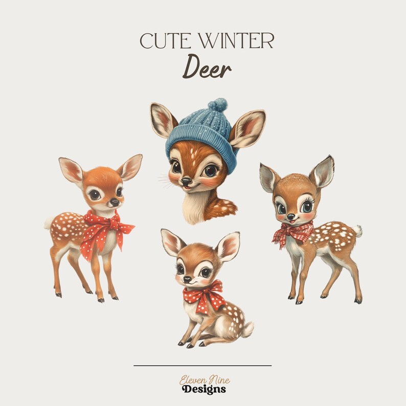 Cute Deer Clipart, Christmas Reindeer PNG, Christmas Clip Art, Winter ...