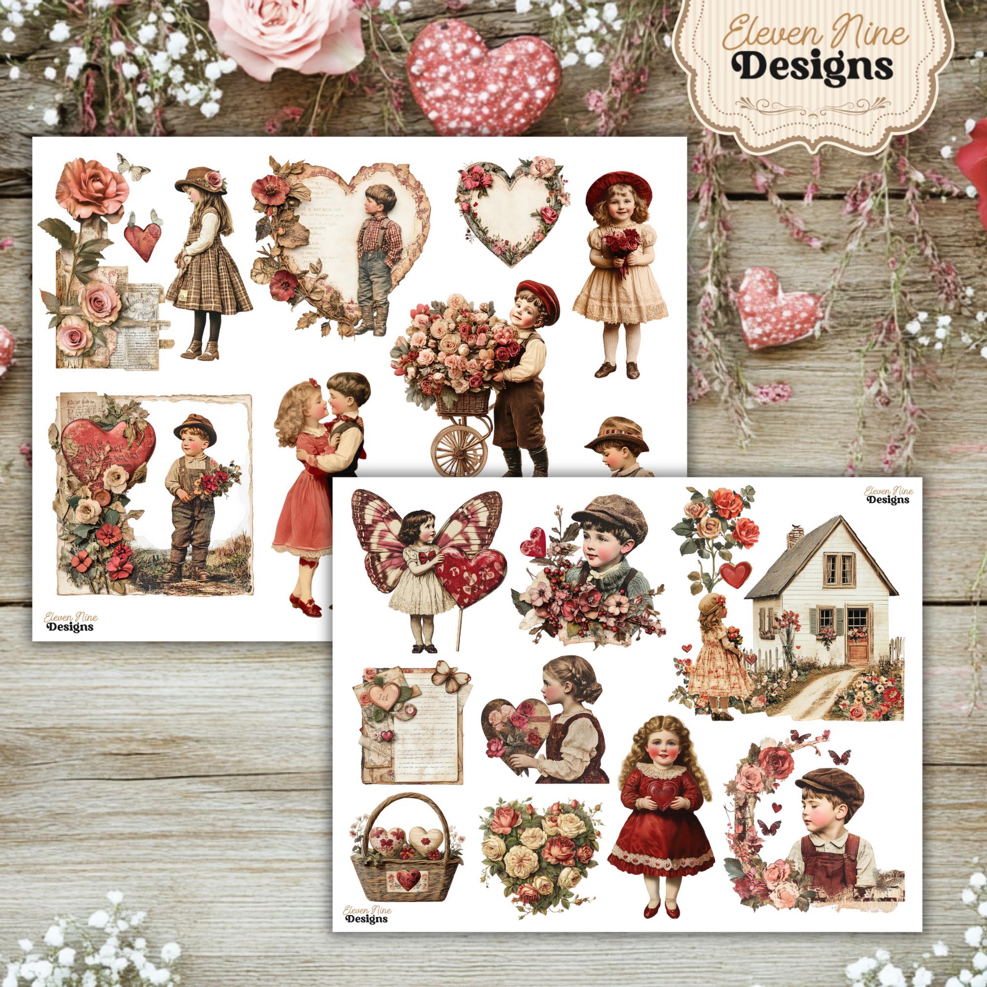 Valentines Printable Paper Dolls, Vintage Whimsical Children, Digital ...