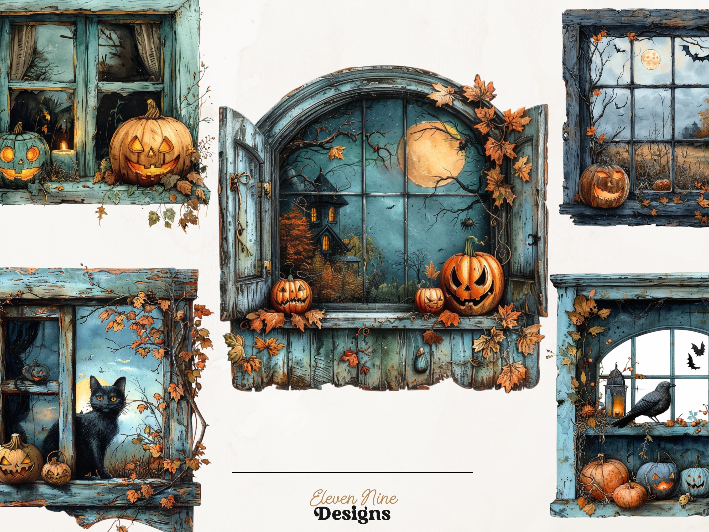 Halloween Windows PNG, Spooky Magical Fantasy Clipart, Digital ...