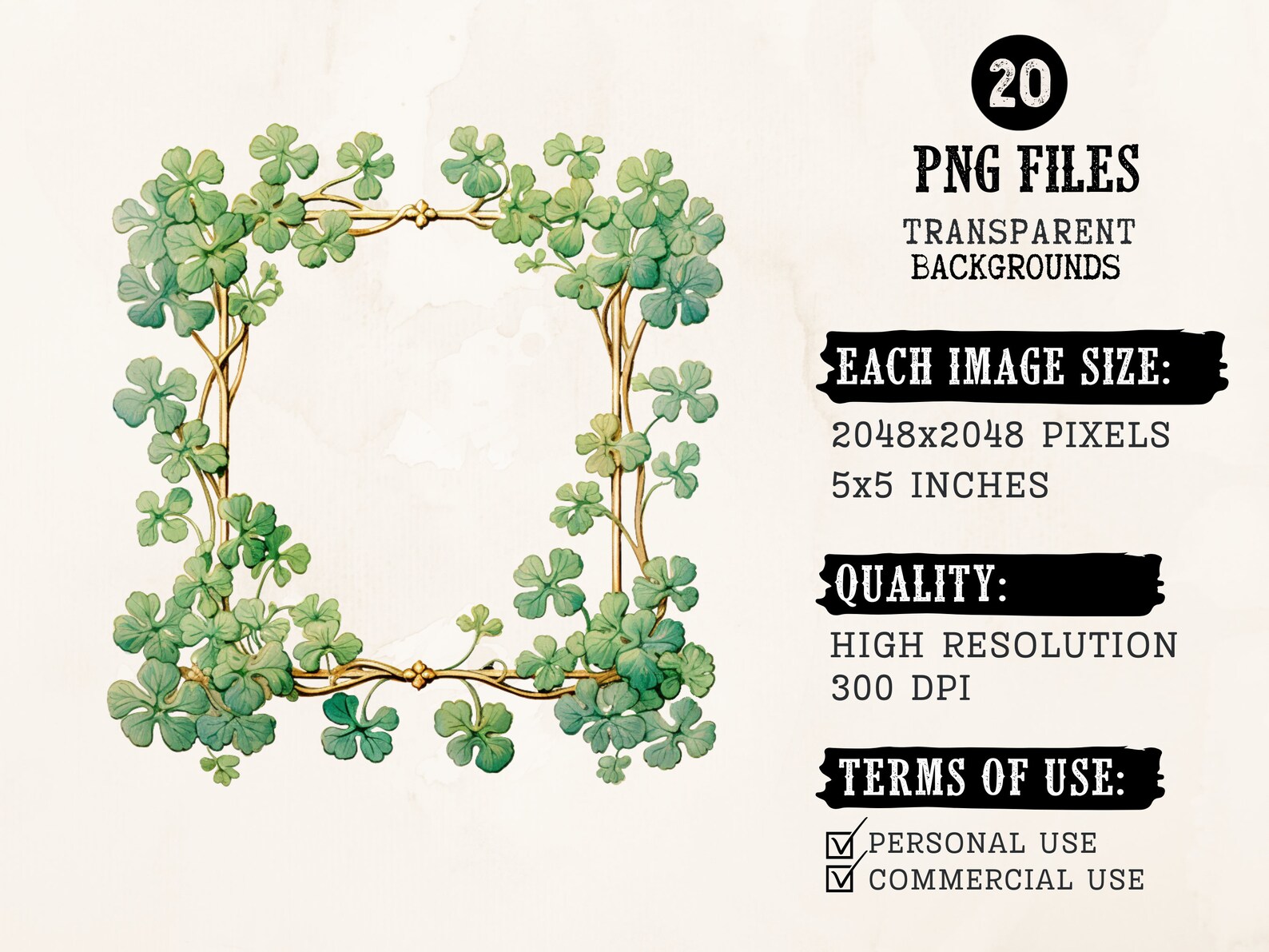 St. Patrick's Day Frames Clipart, Vintage Frame PNG, Irish Clipart ...
