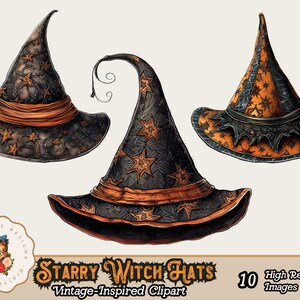 Witch Hat Clipart, Halloween Witch PNG, Commercial Use for Scrapbooking ...