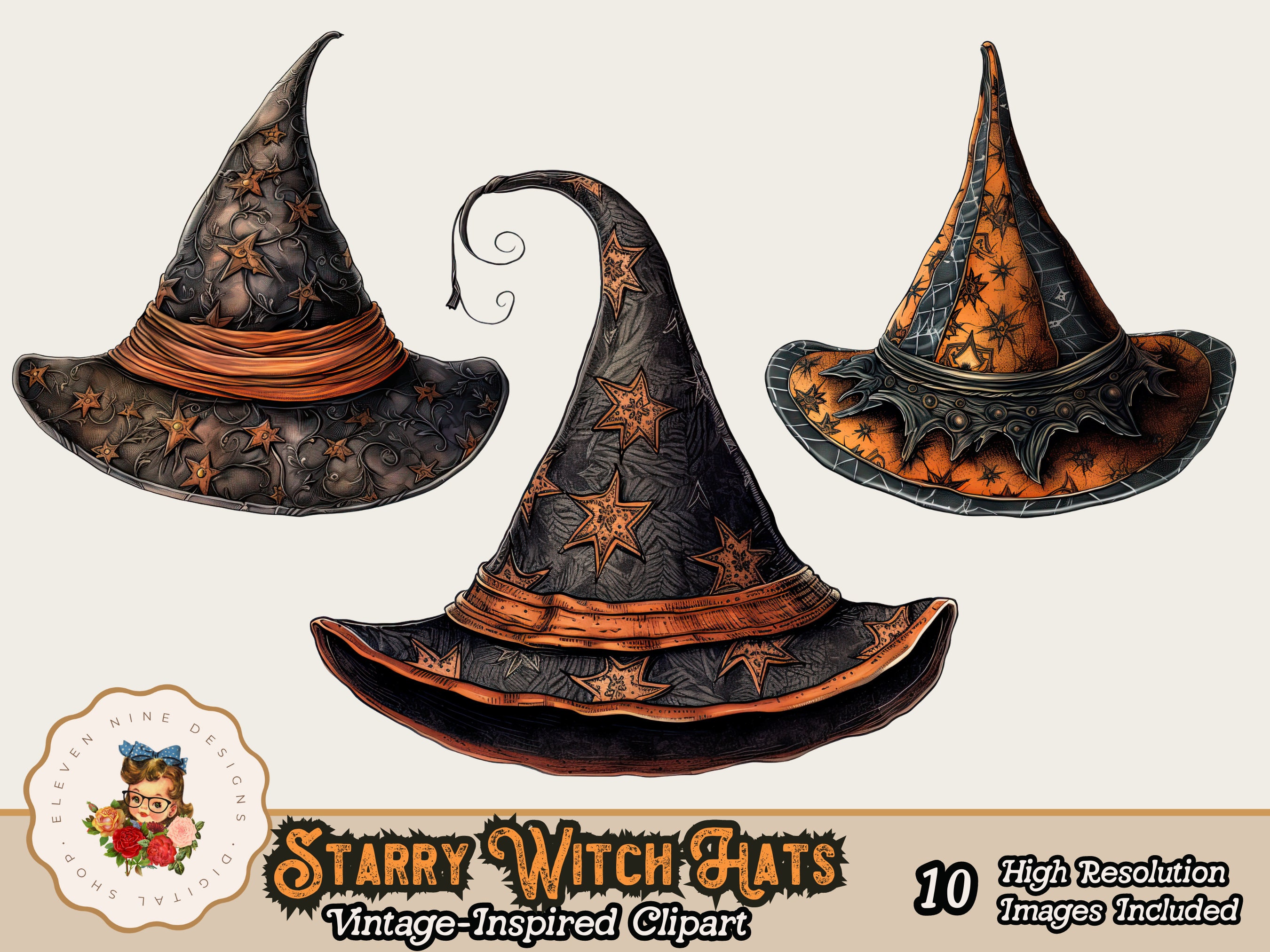 Witch Hat Clipart, Halloween Witch PNG, Commercial Use for Scrapbooking ...