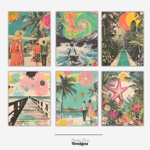 Retro Beach Digital Paper | Vintage Summer Collage Art, 1950s Photos ...