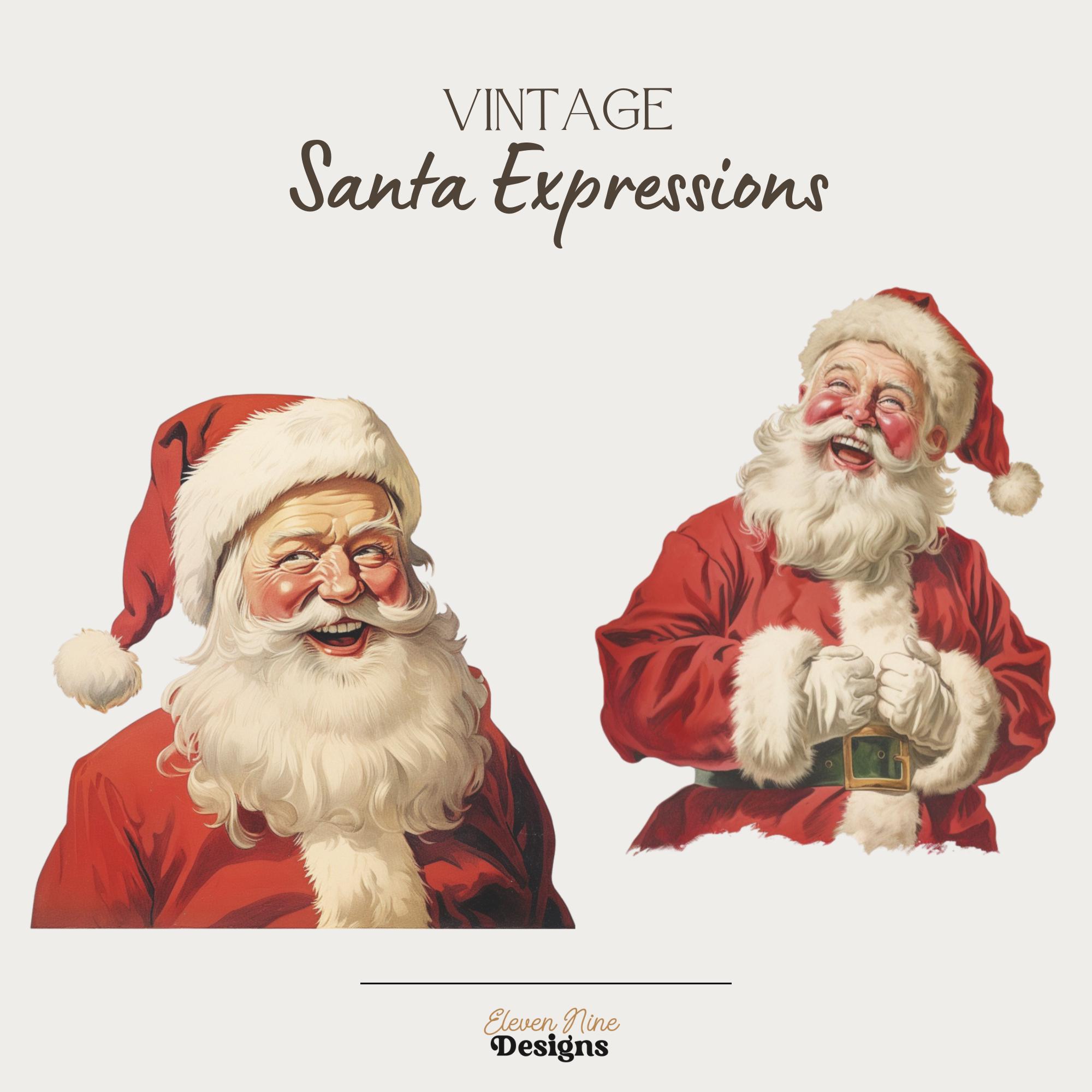 Santa Clipart PNG, Vintage Christmas Clipart, Retro Santa PNG, Vintage ...