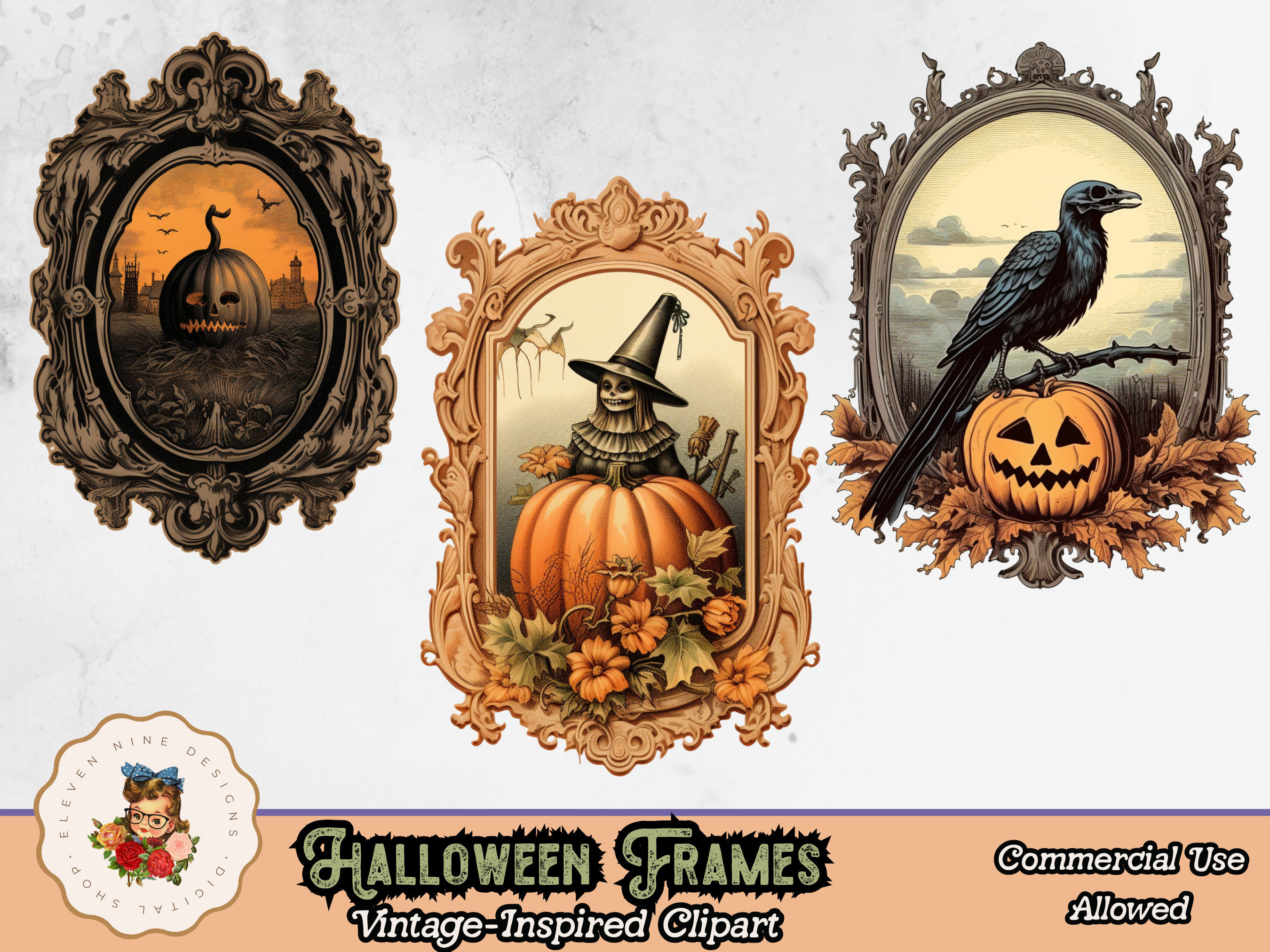Halloween Ornate Frames Clipart, Spooky Vintage Halloween PNG, Gothic ...