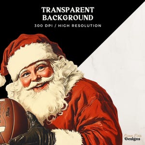 Football Santa PNG, Santa Sports Design, Cute Retro Santa Claus Clipart ...