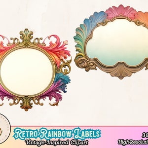 Rainbow Labels Frame Clipart, Rainbow PNG, Blank Gift Tags, Rainbow ...