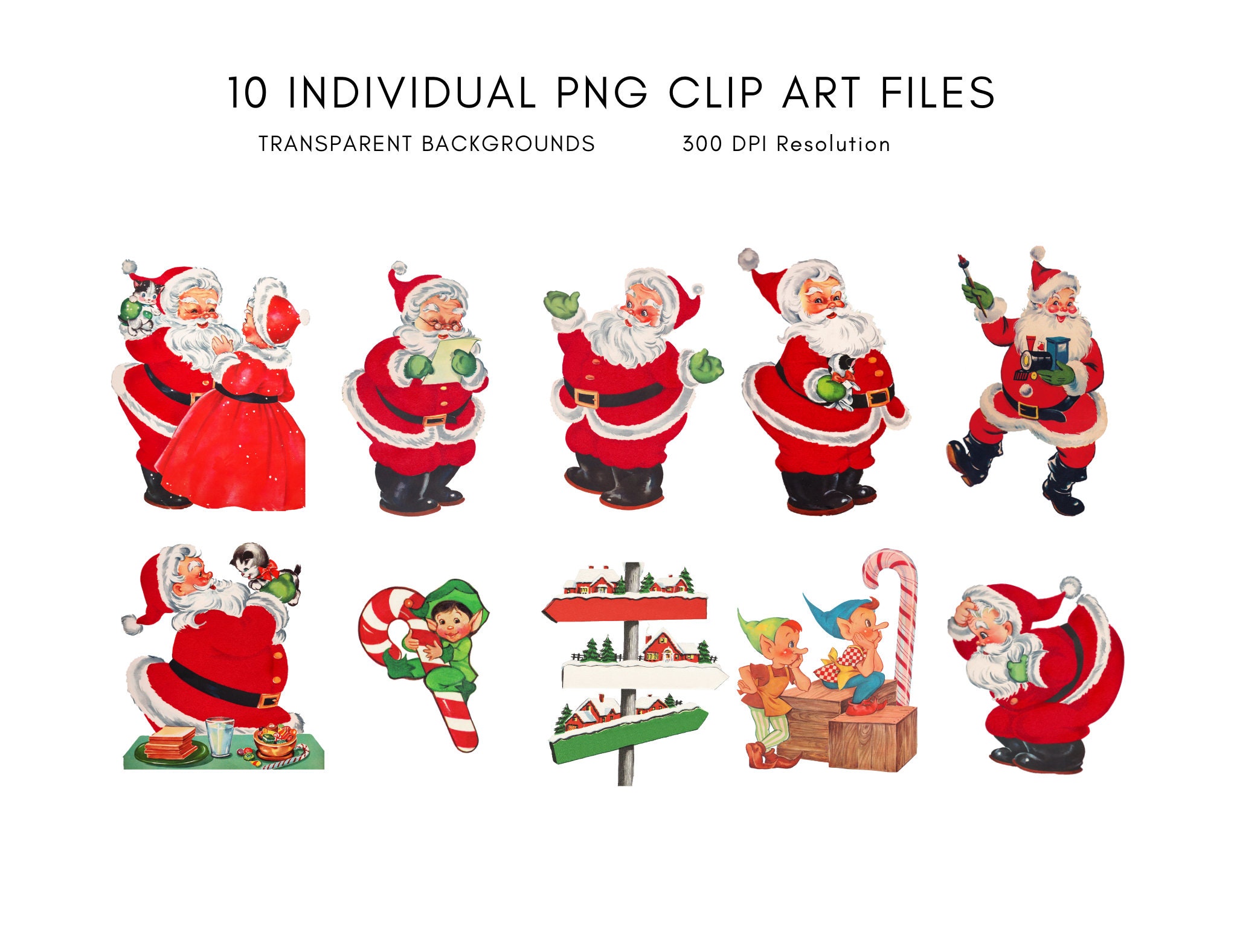 Santa Clipart Christmas Clipart Santa Digital Download - Etsy