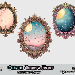 Celestial Clipart, Fantasy Frames PNG, Galaxy Digital Clipart, Sun and ...